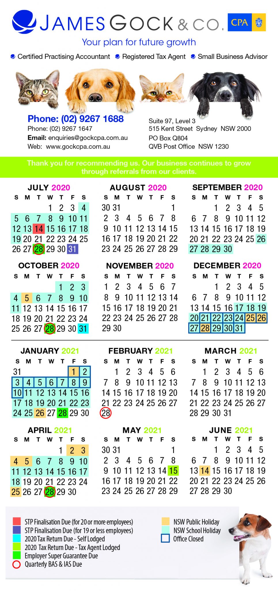Remember key dates with our 2020/2021 Financial Year calendar - James ...